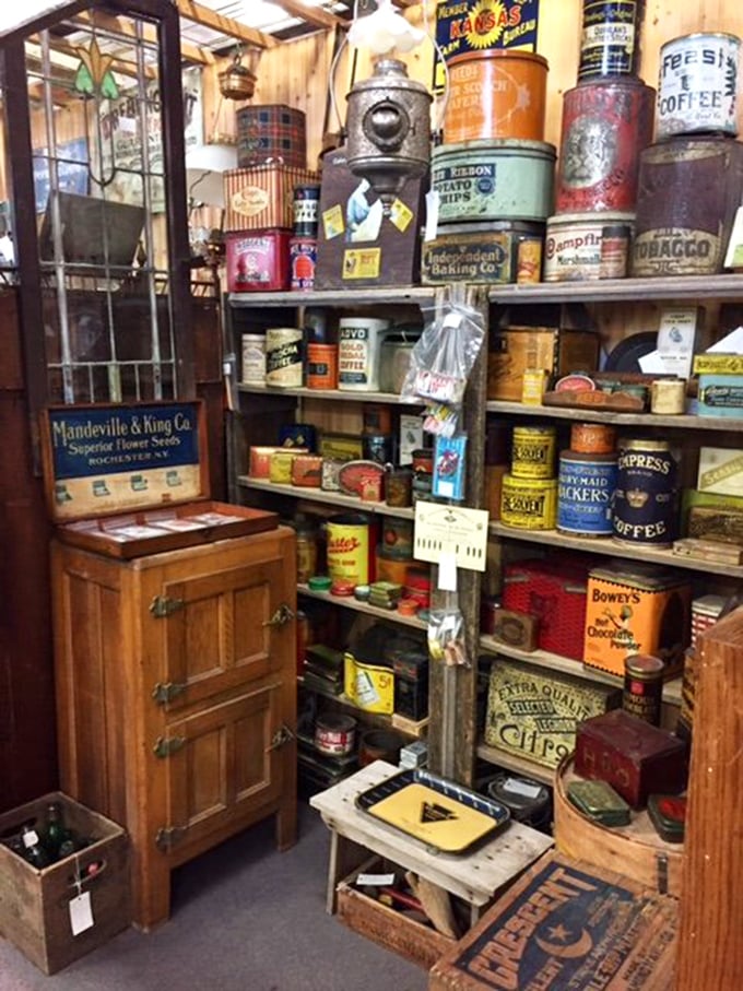 A general store time capsule—when coffee came in tins and advertising was an art form worth preserving.