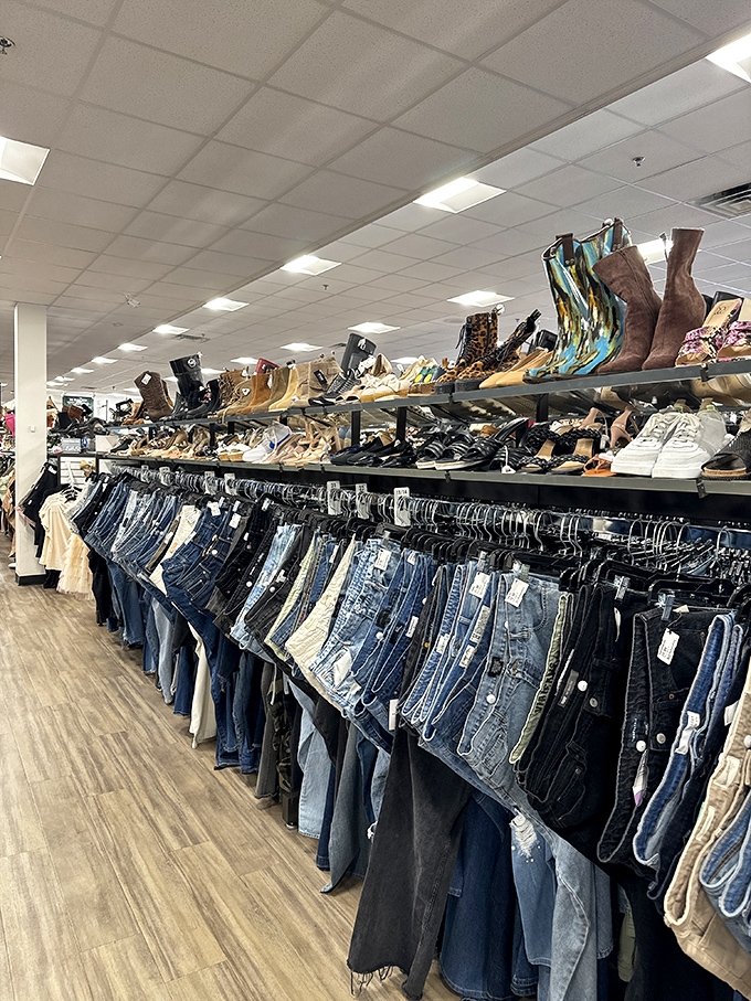 Denim democracy in action. From skinny to relaxed, these jeans line up like candidates eager to win your vote—and your legs.