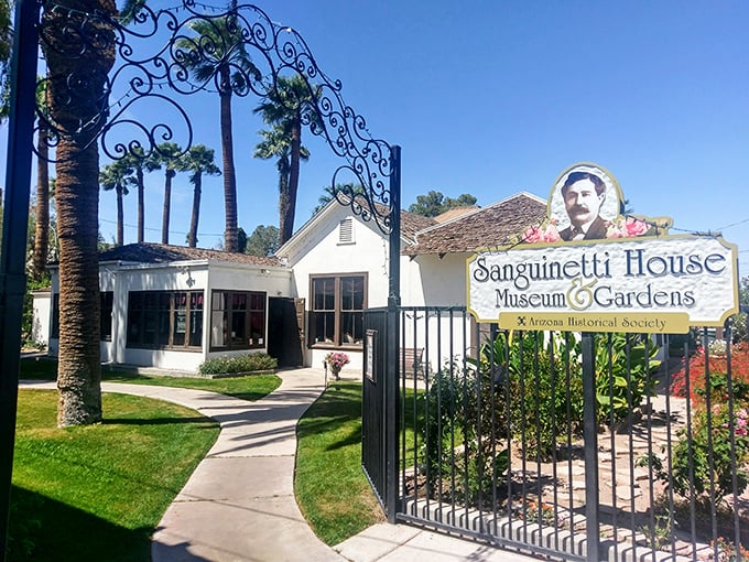 The Sanguinetti House Museum and Gardens preserves Yuma's past with meticulous care. Palm trees and history—a perfect Arizona combination.