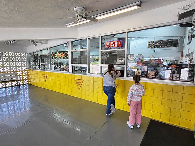 Yellow tiles and service windows – the architectural equivalent of "Welcome home" for generations of Fresno families.