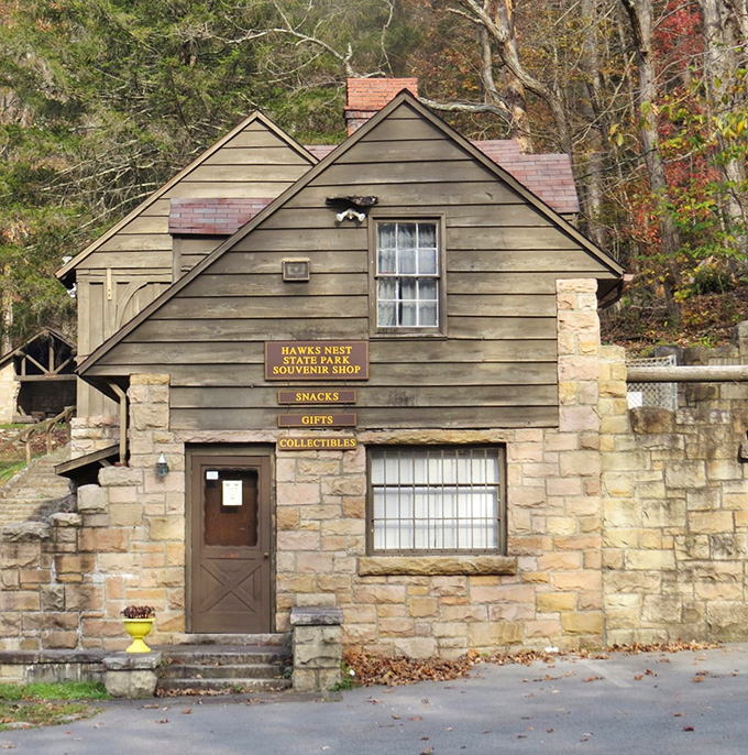 Rustic charm personified: The park's souvenir shop offers memories to take home, housed in a stone-and-timber building that tells stories of its own.