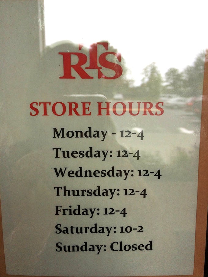 The shop's consistent hours make treasure hunting a predictable pleasure—though Saturday's early closing means the early bird gets the vintage worm.