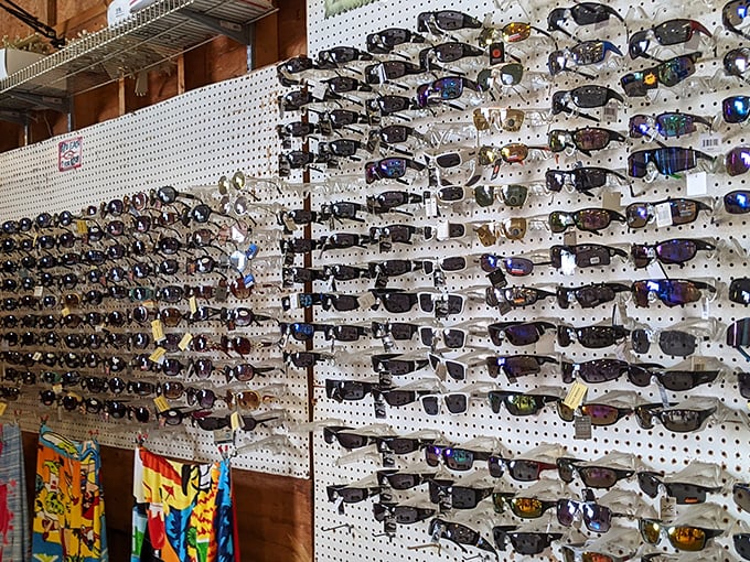 Sunglasses galore! Finding your perfect pair is like a treasure hunt where everyone wins—especially your retinas.