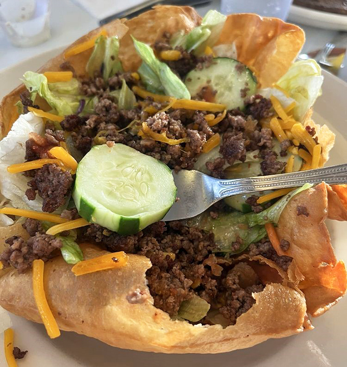 This taco salad bowl isn't just edible—it's architectural genius that solves the age-old problem of "where did all my toppings go?"