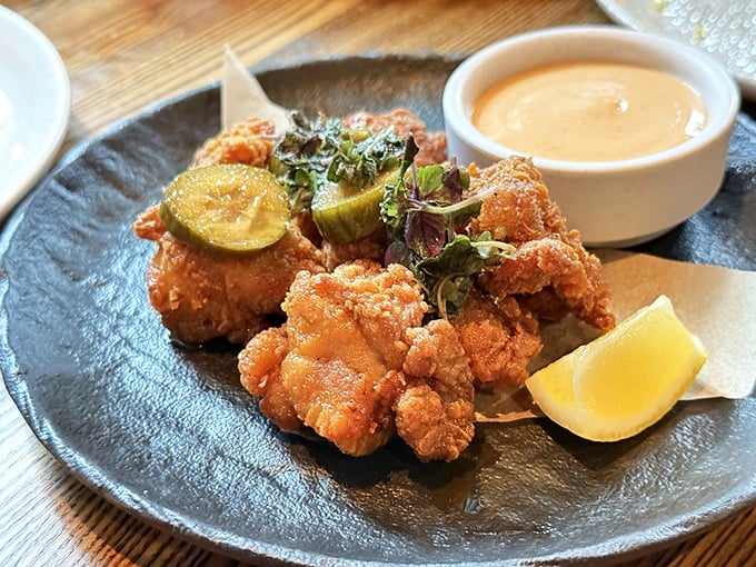 Tokyo fried chicken bites prove that perfection comes in small packages—crispy, juicy, and served with dipping sauce that'll make you lick your fingers.
