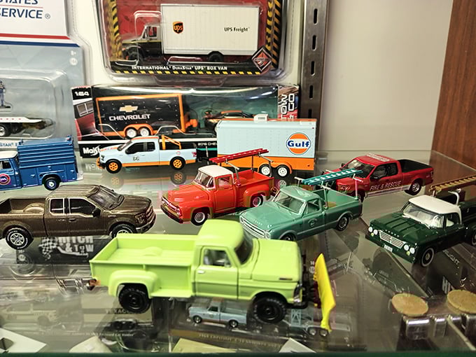 Miniature automotive dreams line these display cases, where collectors can find perfectly detailed replicas of America's four-wheeled icons.