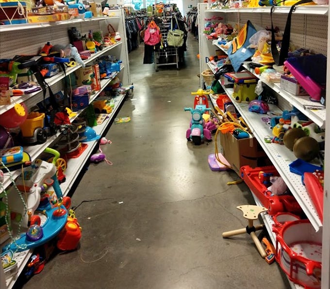 The toy aisle: where plastic dreams come true at pennies on the dollar. Yesterday's must-haves become today's bargains in this colorful corridor of childhood joy.