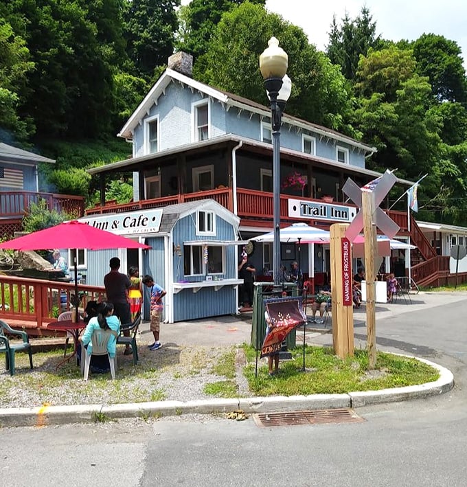 The Trail Inn & Café in Frostburg welcomes train passengers who've worked up an appetite watching mountains roll by.