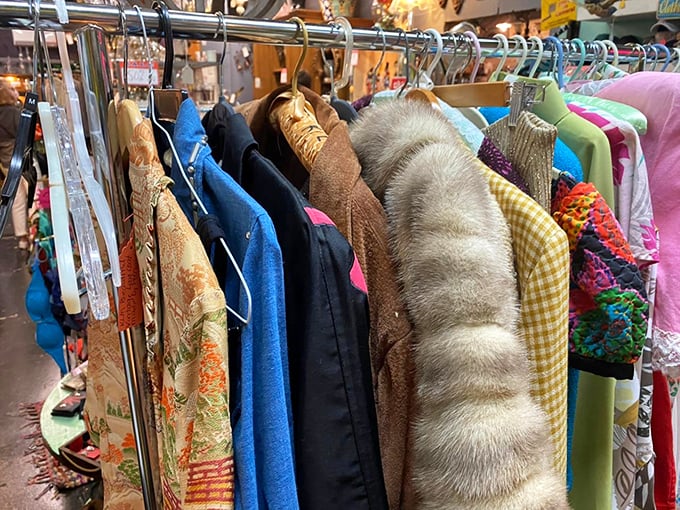 Vintage clothing that proves fashion cycles faster than Florida weather. That fur collar has stories to tell—and probably a few cocktail parties to remember.