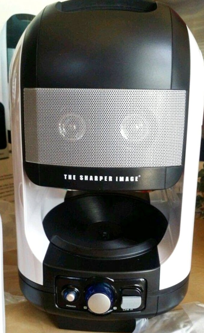 Yesterday's technology finds new purpose – this Sharper Image speaker might have soundtracked someone's 2000s parties before landing here.