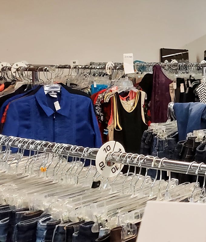 The women's section – where designer labels sometimes hide between everyday brands, waiting for the eagle-eyed shopper who knows quality when they see it.