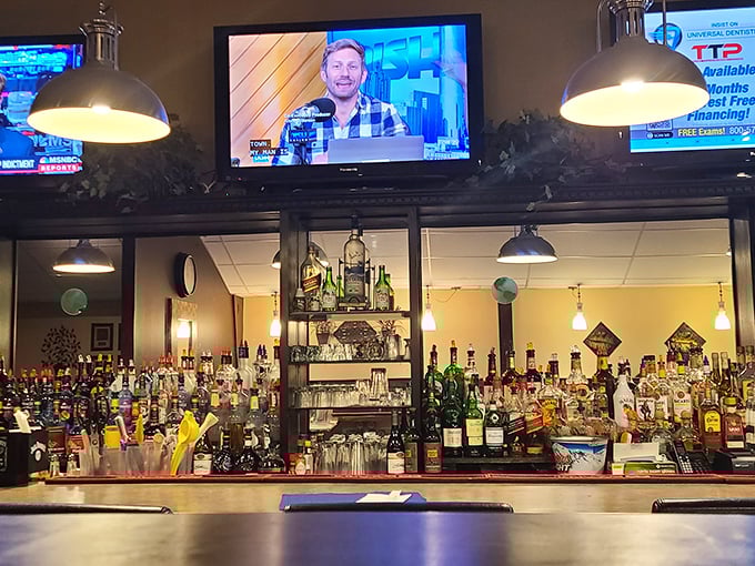 A fully-stocked bar that says, "Yes, you can have that perfect sake pairing with your sushi, and maybe a cocktail for dessert."