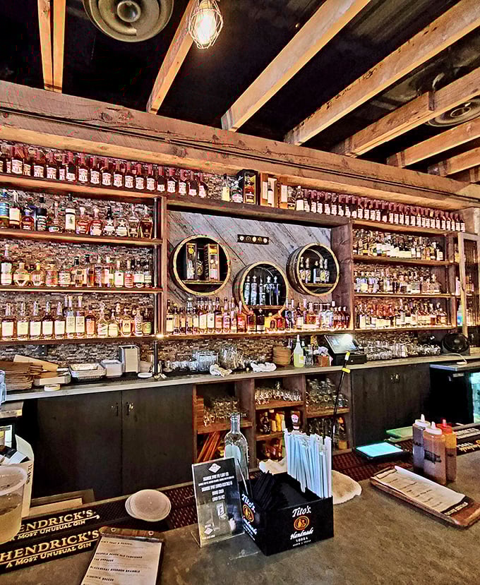 The bourbon bar isn't just impressive—it's a wooden shrine to America's native spirit, with enough options to make a Kentucky colonel blush with pride.