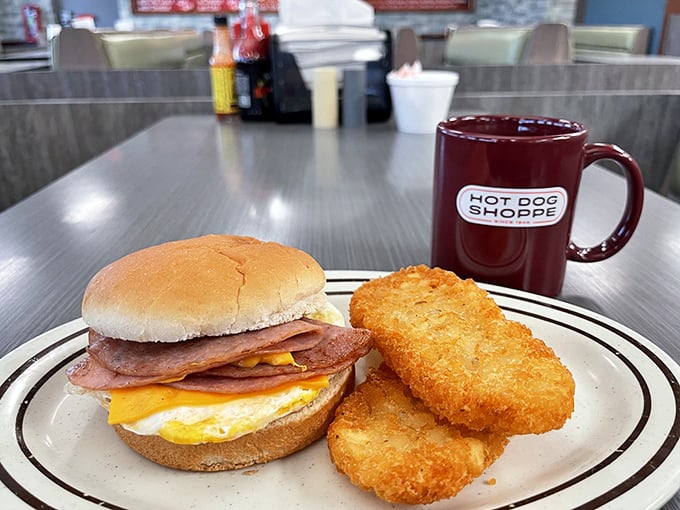 Breakfast sandwich perfection doesn't happen by accident. Those golden hash browns alongside aren't just a side—they're part of a complete breakfast philosophy.