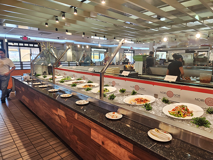 The buffet line where dreams are made and diets go to die. Pace yourself – it's a marathon, not a sprint.