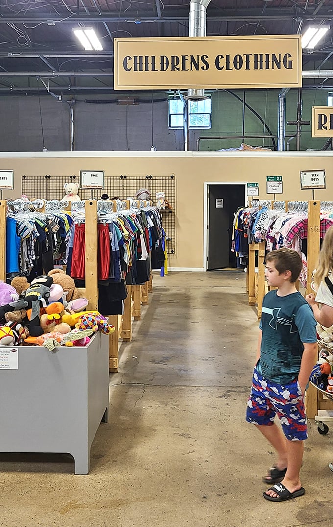 The children's clothing section: where parents discover both adorable outfits and the startling speed at which kids outgrow perfectly good clothes.
