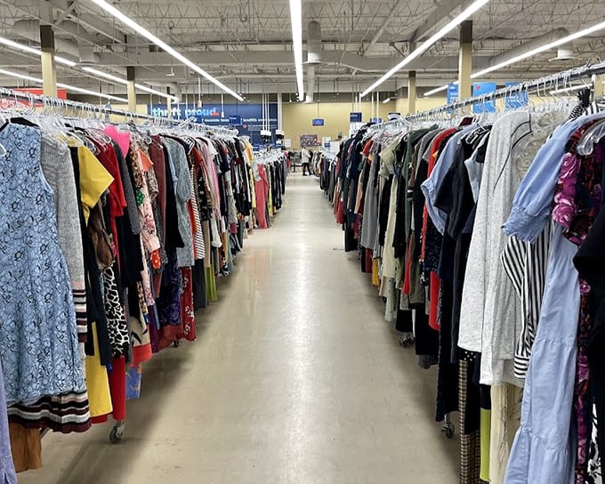 Fashion archaeology at its finest—dig through these racks and you might unearth anything from last season's trends to vintage gems.