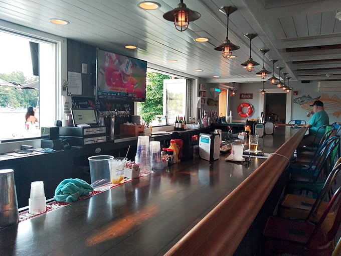 A counter where magic happens, nautical décor included at no extra charge.