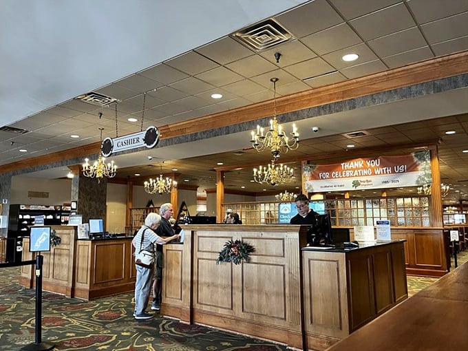 The cashier's station – your final stop before embarking on a culinary journey that locals have been raving about for decades.