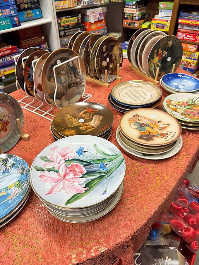Decorative plates that tell stories of holidays past, each one waiting for a second chance to shine at your next dinner party.