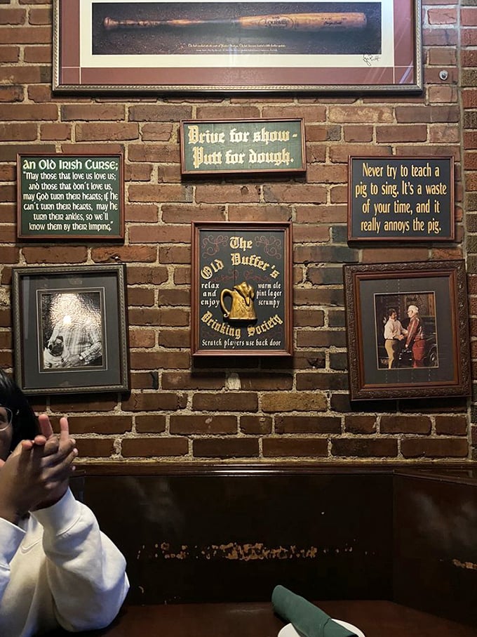 Wall wisdom and Irish humor create an atmosphere as rich as the food. These aren't just decorations—they're conversation starters between bites of excellence.