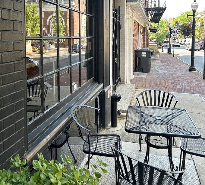 The sidewalk seating area offers prime people-watching with your pastry—Lancaster's version of Parisian café culture, just with more Amish buggies passing by.