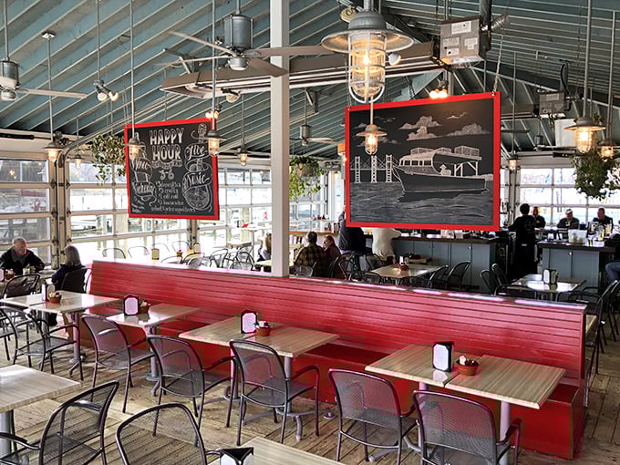 Window seats that frame the marina like living paintings. Each table offers front-row tickets to nature's best waterfront show.