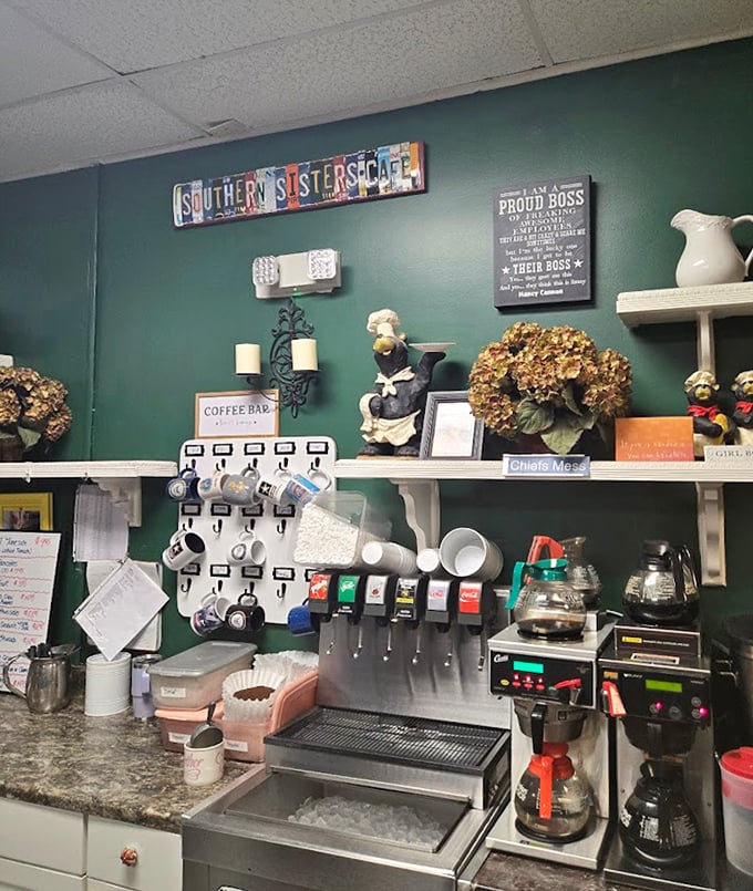 The coffee station – where morning dreams come true and the day's first decisions are made. Choose your mug wisely; it's a commitment.