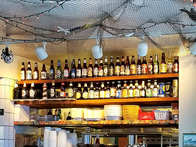 The impressive beer selection behind the bar proves that Barbara's understands the sacred bond between cold brews and fresh seafood.