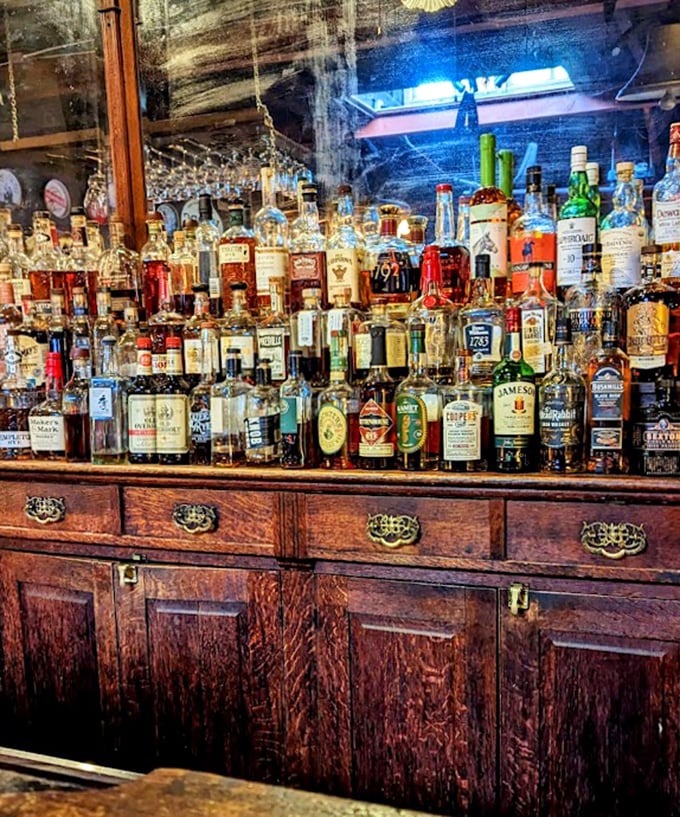 A bar stocked like they're preparing for both celebration and consolation – all bases covered beautifully.