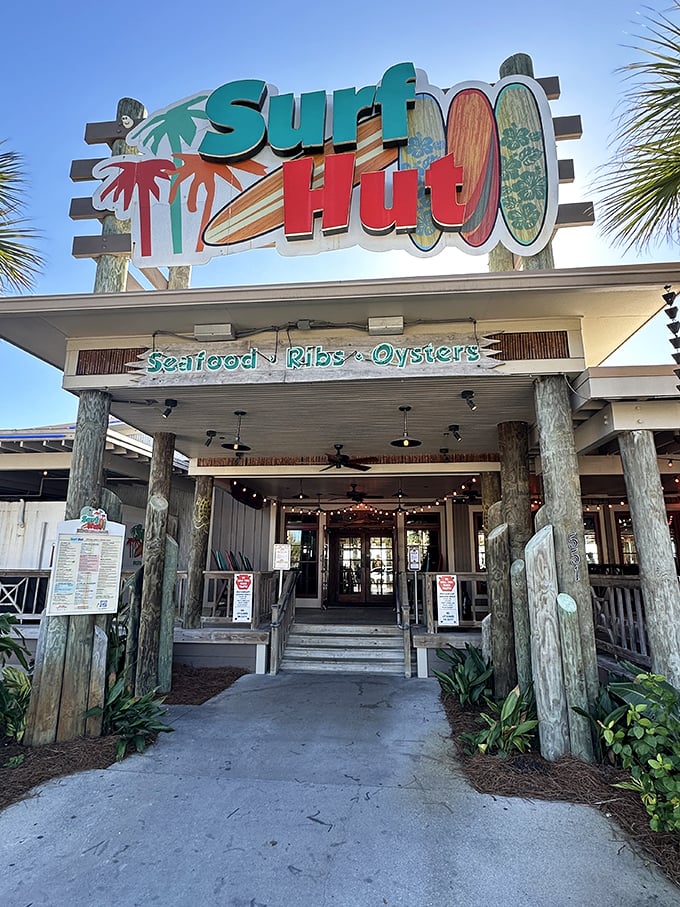 Walking through this entrance feels like stepping into a Jimmy Buffett song—minus the lost shaker of salt.