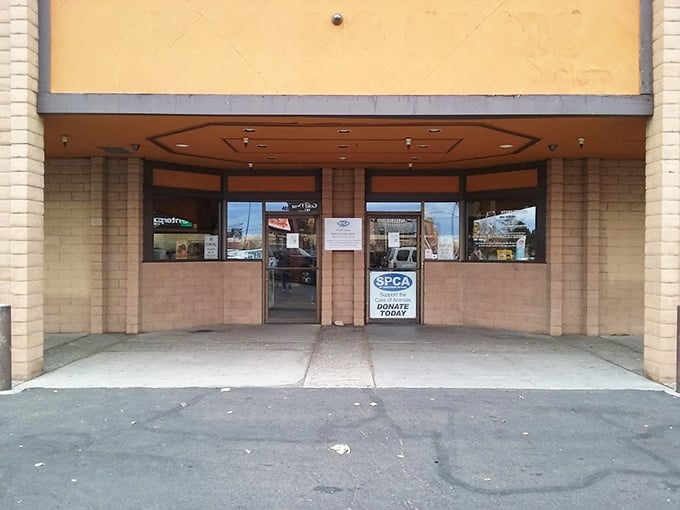 The entrance beckons with simplicity – behind these doors lie adventures in secondhand shopping that could fill an afternoon.