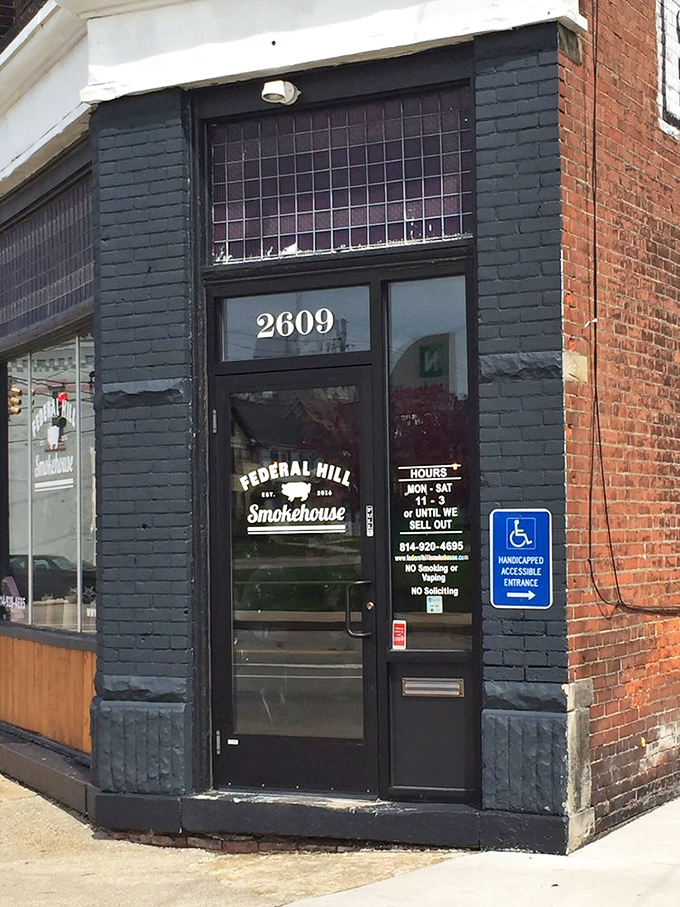 The official entrance – where hours posted with "or until we sell out" is both a warning and a challenge to arrive early.