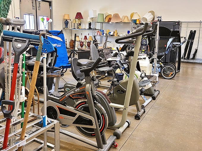The exercise equipment section: where good intentions come to rest between New Year's resolutions.