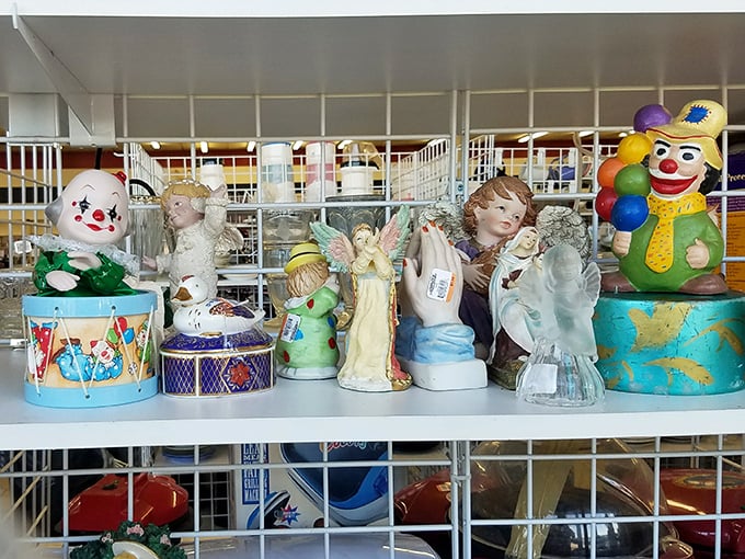One person's discarded knick-knacks become another's whimsical collection – these figurines are just waiting for their ironic comeback moment.