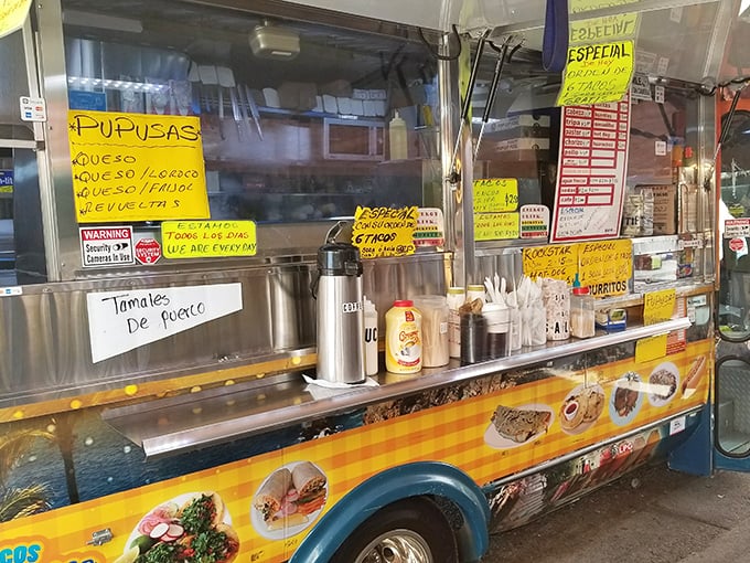 This vibrant food truck serves up pupusas and other delicious bites that fuel your shopping stamina perfectly.