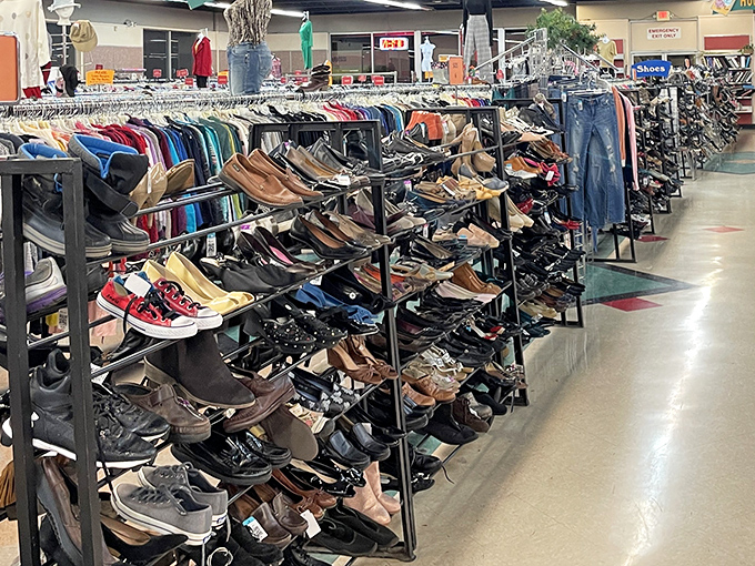 Shoe paradise – where if Cinderella had been thrifty, she could have found her glass slipper without all that prince drama.