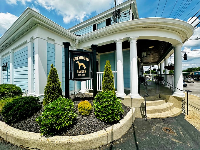 The classic white and blue exterior with its signature sign stands as a beacon of culinary hope on the Kentucky landscape.