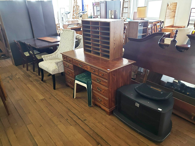 Office furniture that's seen more business deals than Wall Street. That desk has probably supported someone's American Dream.