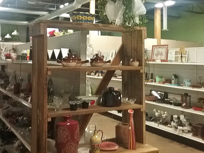 Home decor heaven where yesterday's treasures become tomorrow's conversation pieces. That red ceramic cookie jar has stories to tell.