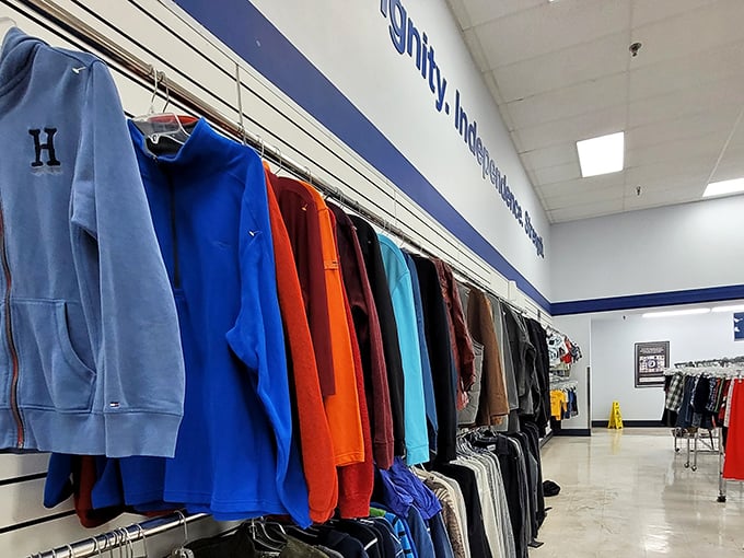 The hoodie rainbow—where collegiate pride meets comfort in a spectrum of colors that would make a box of crayons jealous.