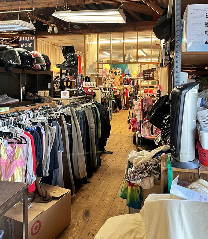The clothing maze stretches toward infinity, promising that perfect pair of jeans hiding somewhere between "almost right" and "absolute steal."