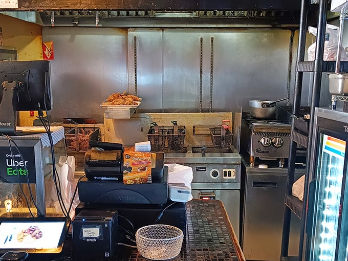 The working kitchen – where magic happens with minimal fuss and maximum flavor. No smoke and mirrors, just honest cooking.