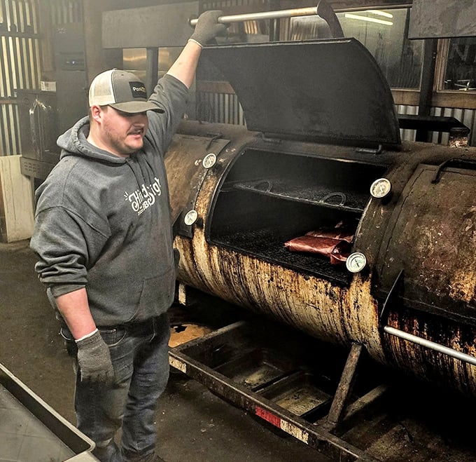 The beating heart of any great barbecue joint: a well-seasoned smoker that's seen more meat than a butcher's convention.