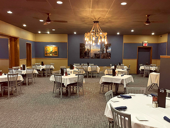 Spacious dining areas with picture-perfect tablescapes await groups large and small for celebrations or Tuesday night dinners.