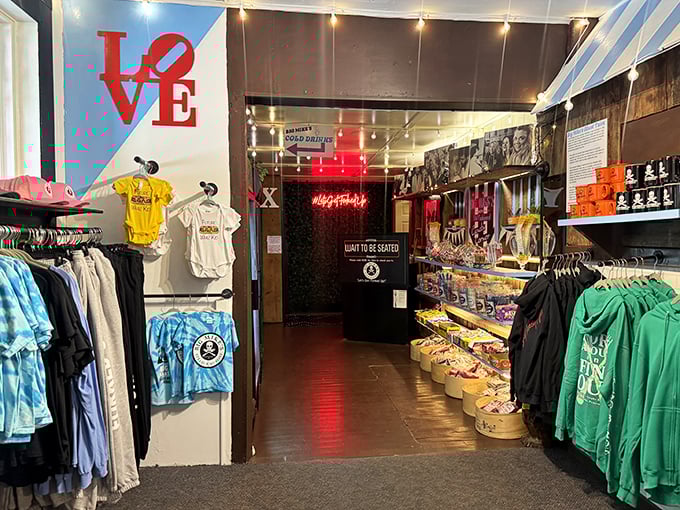 Not just a restaurant but a lifestyle – the merch section lets you take home a piece of Big Mike's beyond the inevitable leftovers.