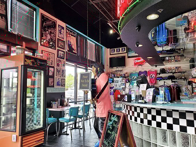 Where Route 66 meets Jacksonville—the merchandise corner offers souvenirs for your body while the kitchen provides souvenirs for your soul.