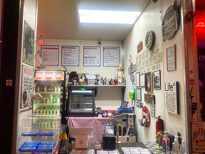The ordering counter – where dreams become reality. Those menu boards hold the roadmap to happiness for barbecue pilgrims.