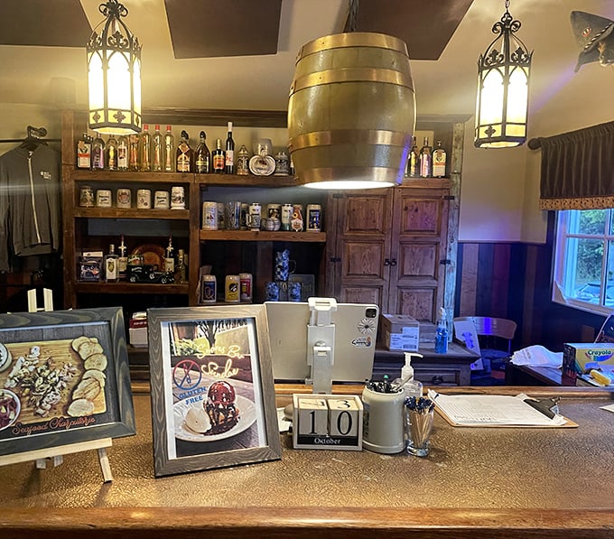 The host station welcomes you with German hospitality and decorative touches that say, "Prepare your stomach for a delicious adventure."