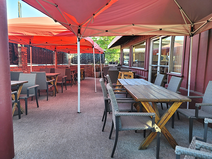 The outdoor patio offers a breezy alternative for sunny California days. BBQ tastes even better with fresh air.